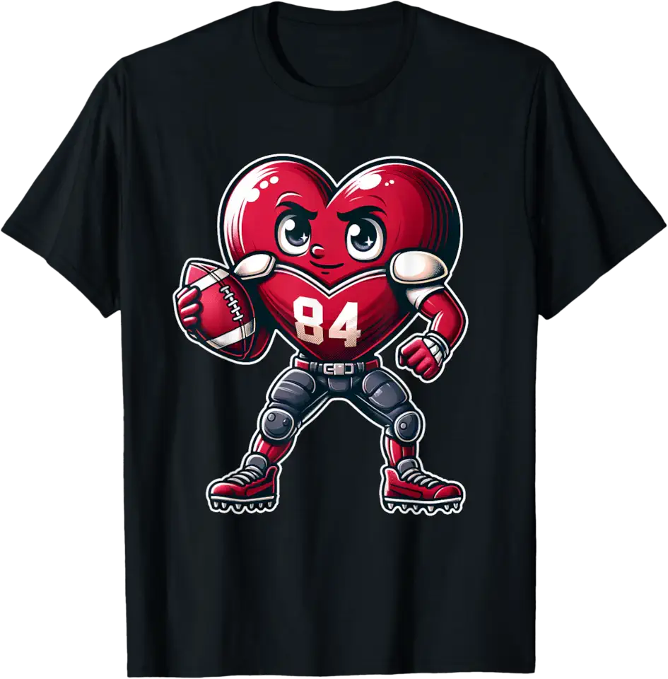 Cute Football Player Heart Graphic Unisex Valentine's Day Sports Fan ...