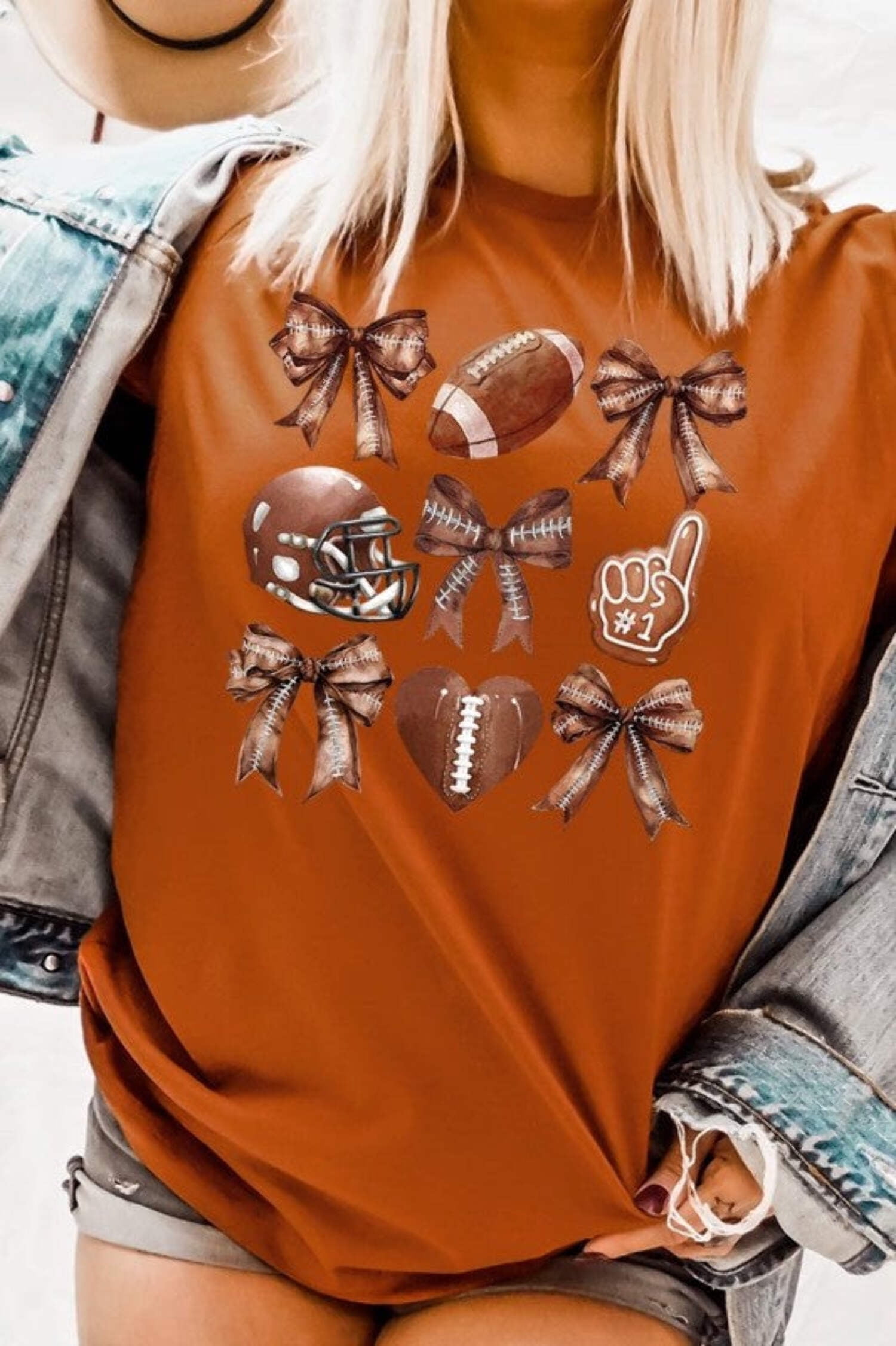 Cute Football and Bow Graphic Tee - Walmart.com