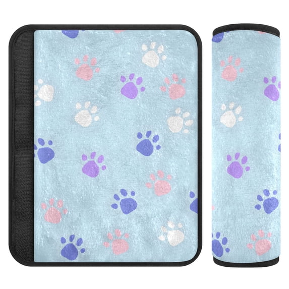 Cute Footprint Pattern Car Seat Belt Covers 2 Pack Soft Flannel Padded ...