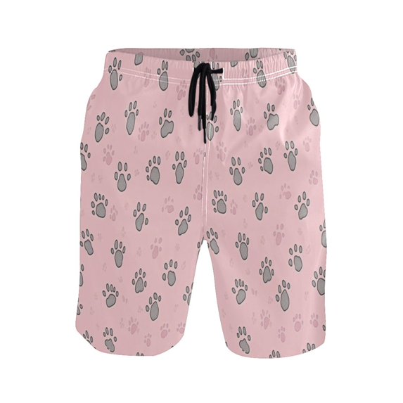Cute Footprints Small Size Men's Lightweight Beach Shorts with Mesh ...