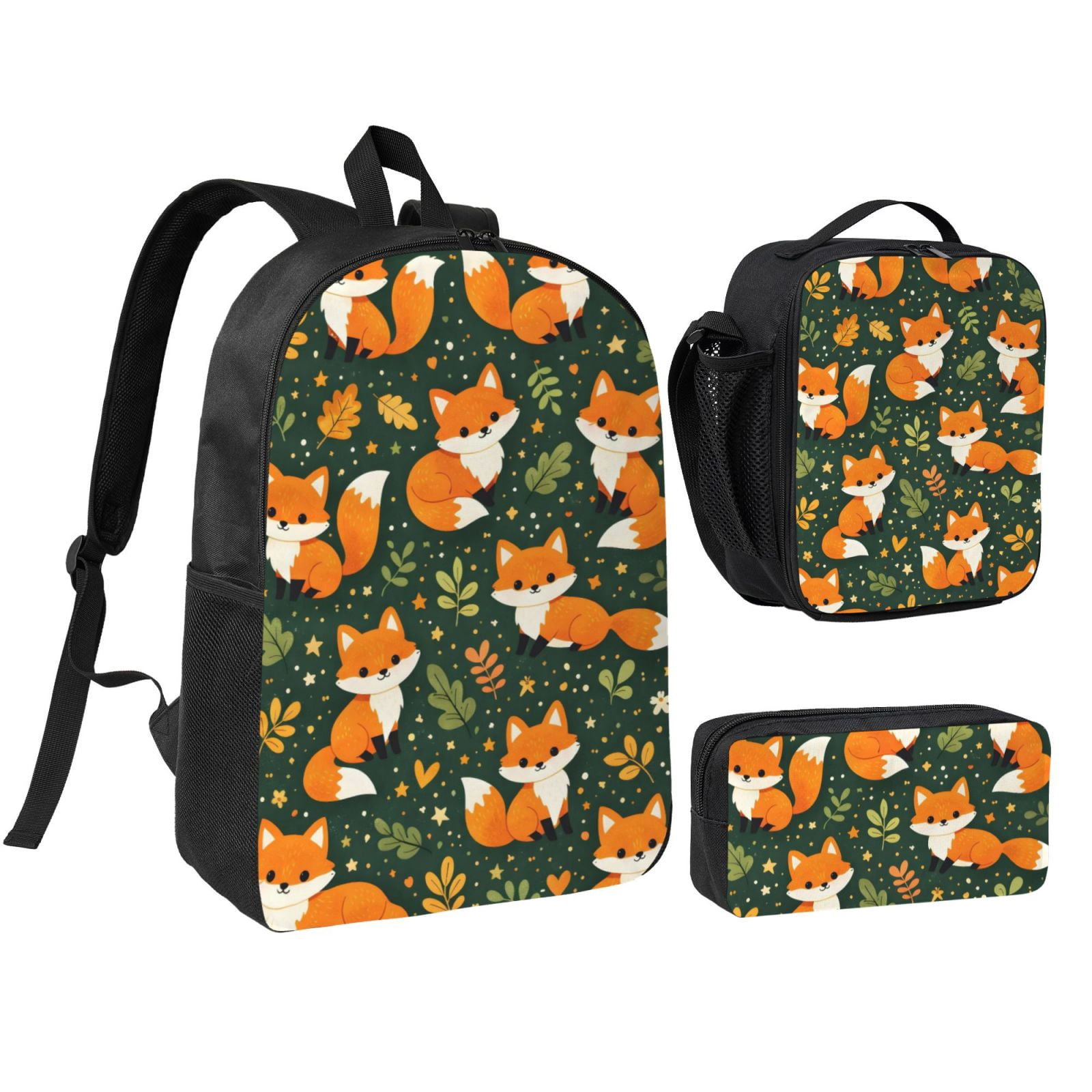 Cute Forest Animal Fox Backpack Set 3pc Including Backpack, Lunch Bag ...