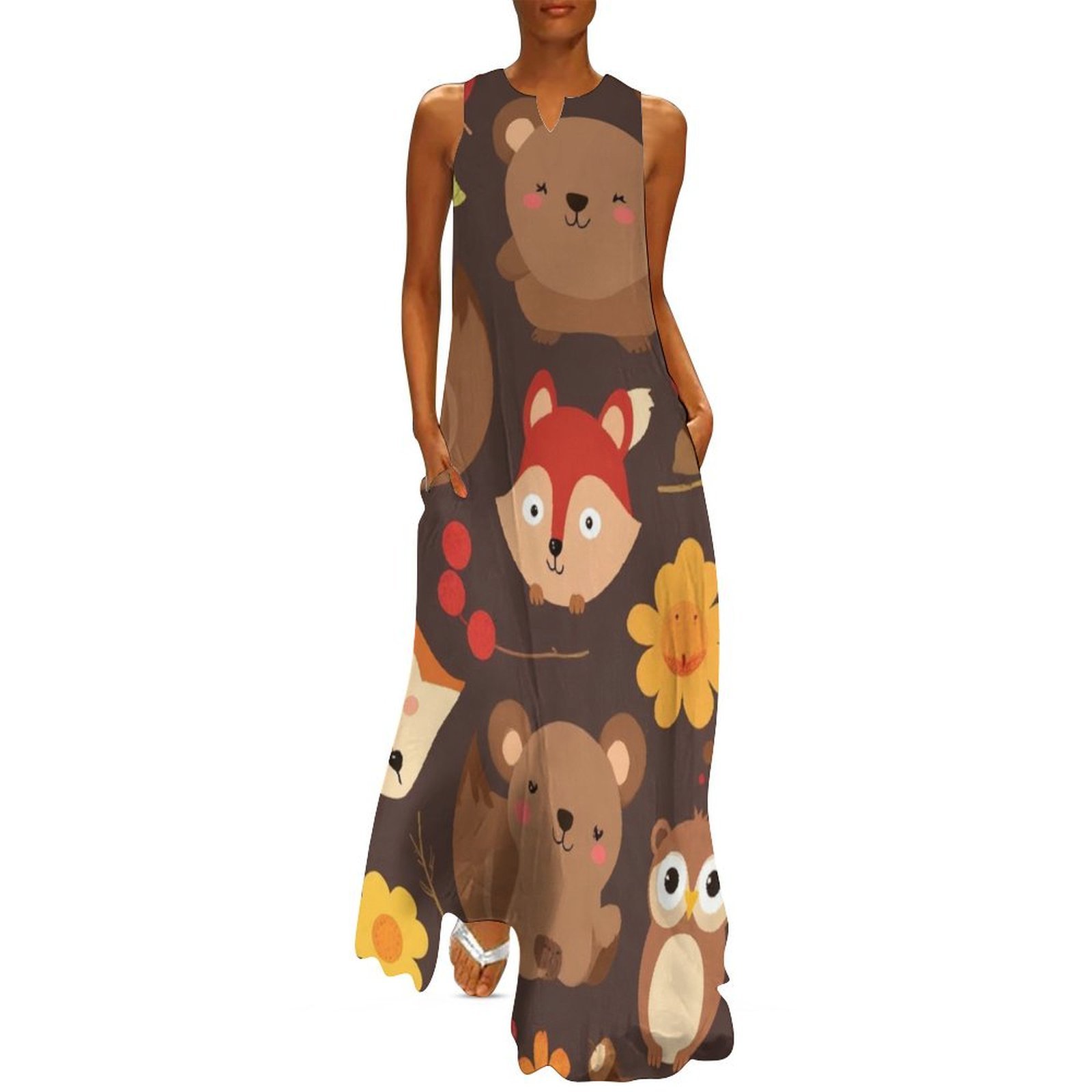 Cute Forest Animal Print Long Dress luxury evening dresses women ...