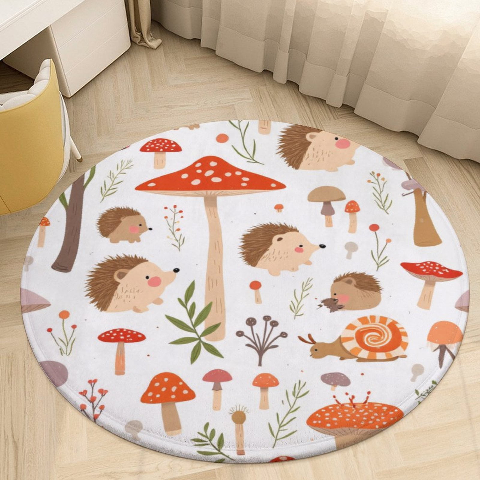 Cute Forest Creatures Pattern Round Area Rugs for Bedroom Living Room ...