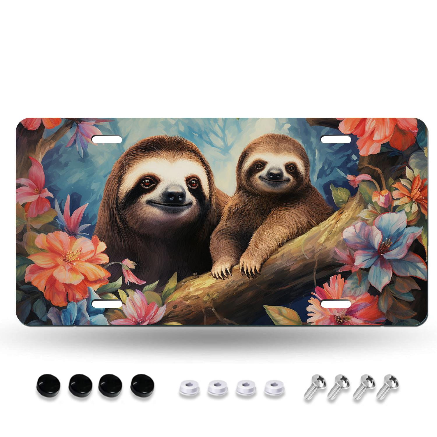 Cute Forest Sloth and Green Branches colorful Plate Cover, Decorative ...