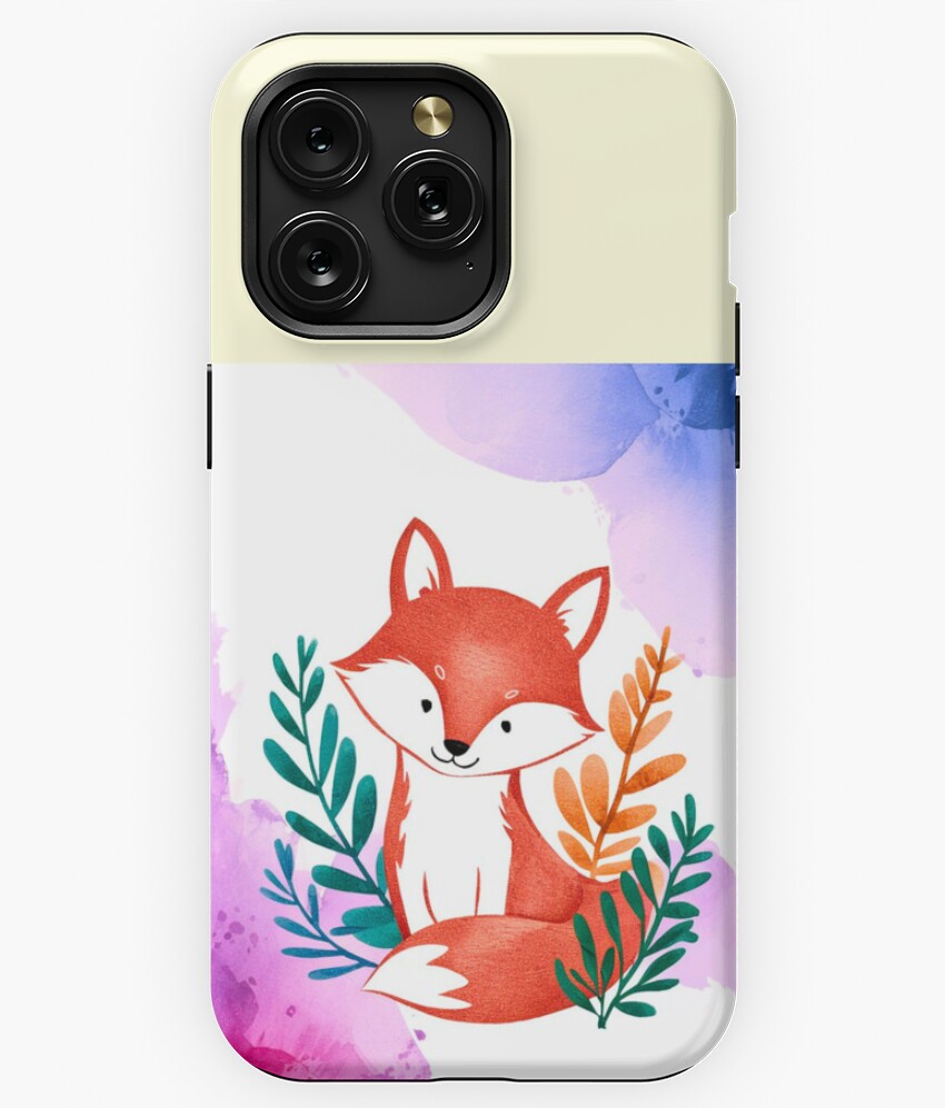 Cute Fox Adorable Watercolor Floral G7677 Phone Case for iPhone17 16 15 ...