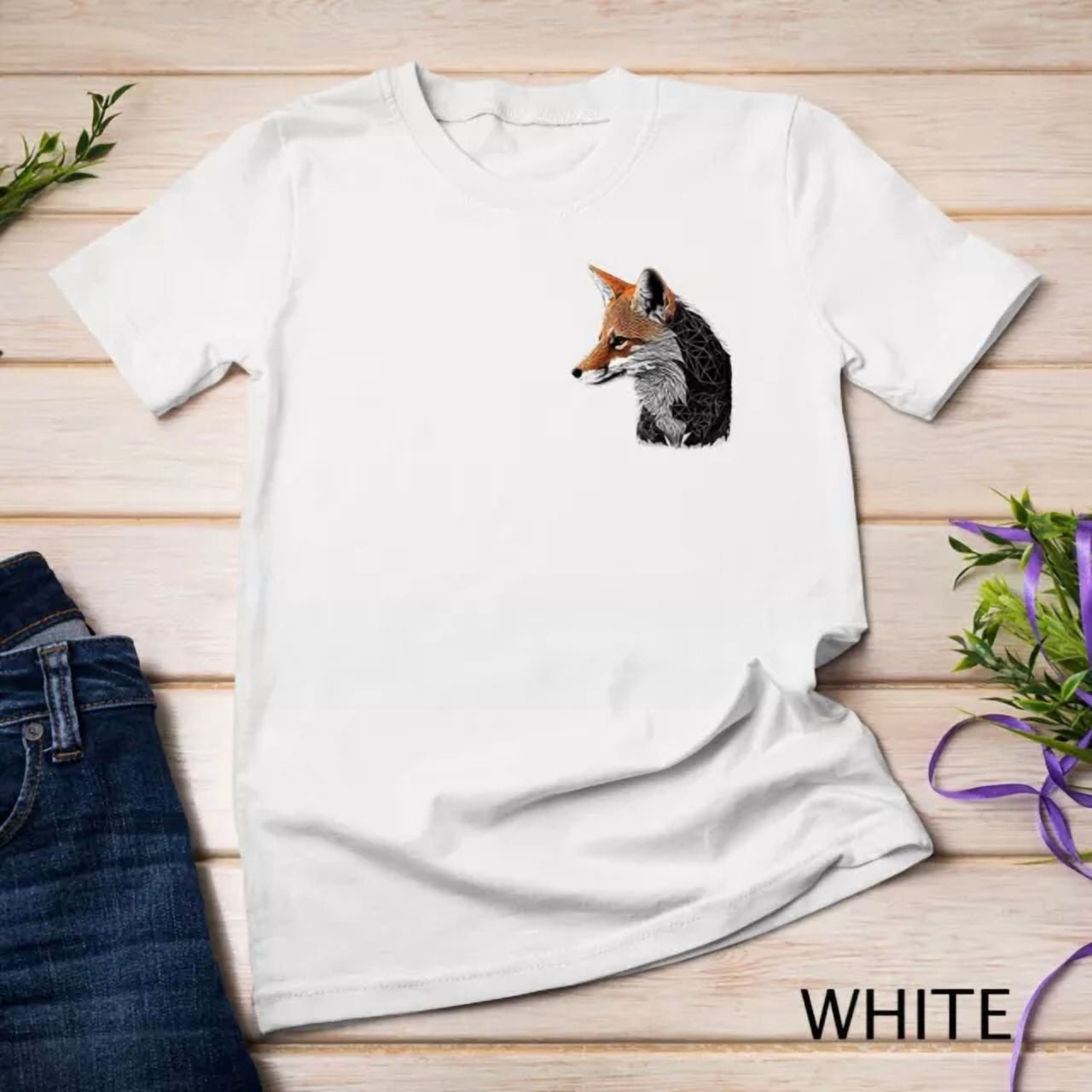 Cute Fox Art Polygon Geometric Animal Print Fox Unisex S-5XL T-Shirt ...