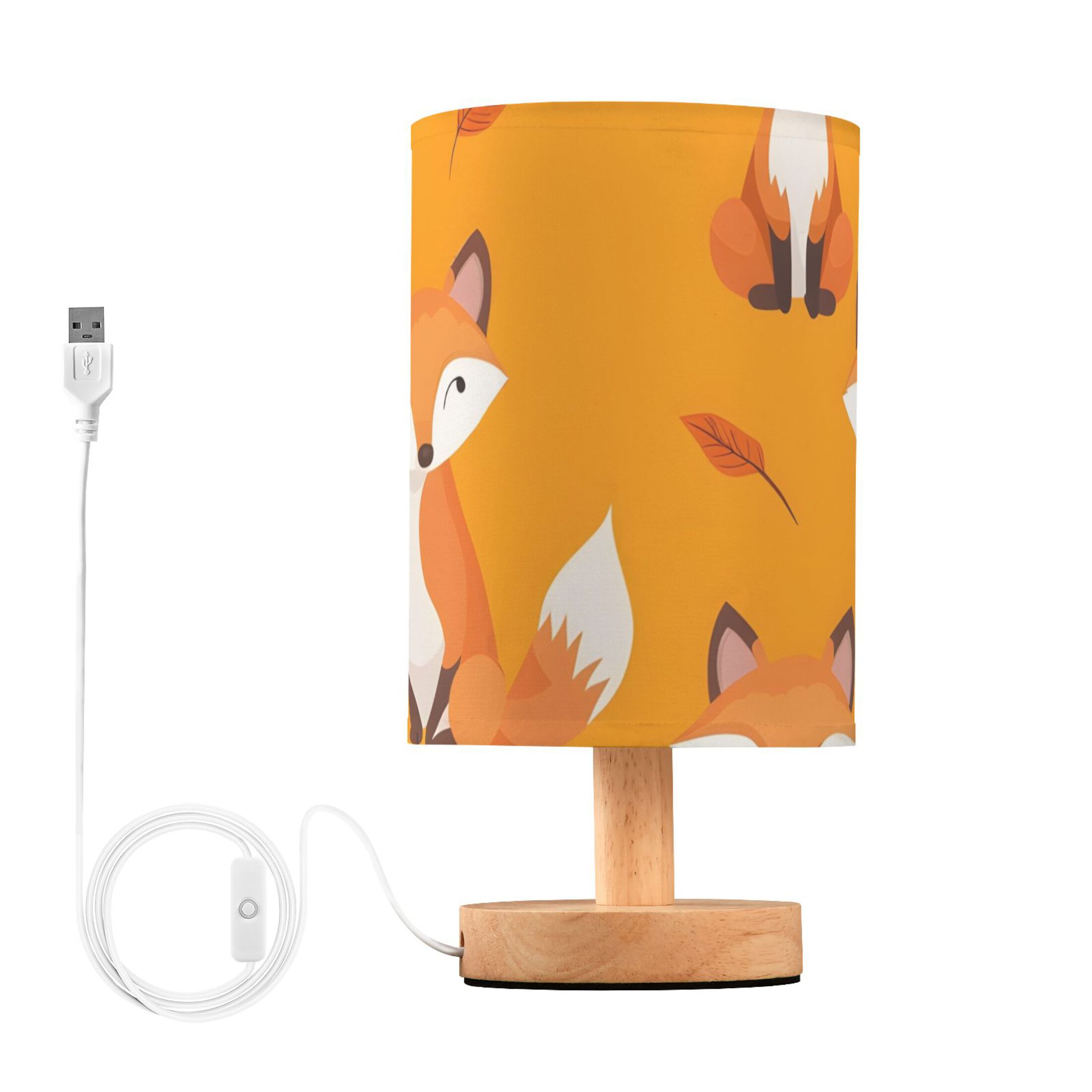 Cute Fox Bedside Desk Lamp LED Table Nightstand Lamps Warm Light Fabric ...