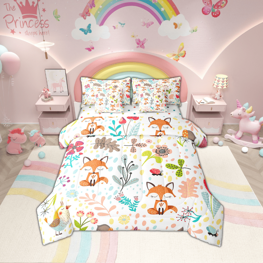 Cute Fox Comforter Set 7 Piece Full Cartoon Woodland Wildlife Bed In A ...