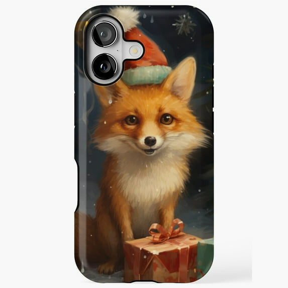 Cute Fox Cub with Presents Tree Phone Case 17 16 15 14 13 12 11 Pro Max ...