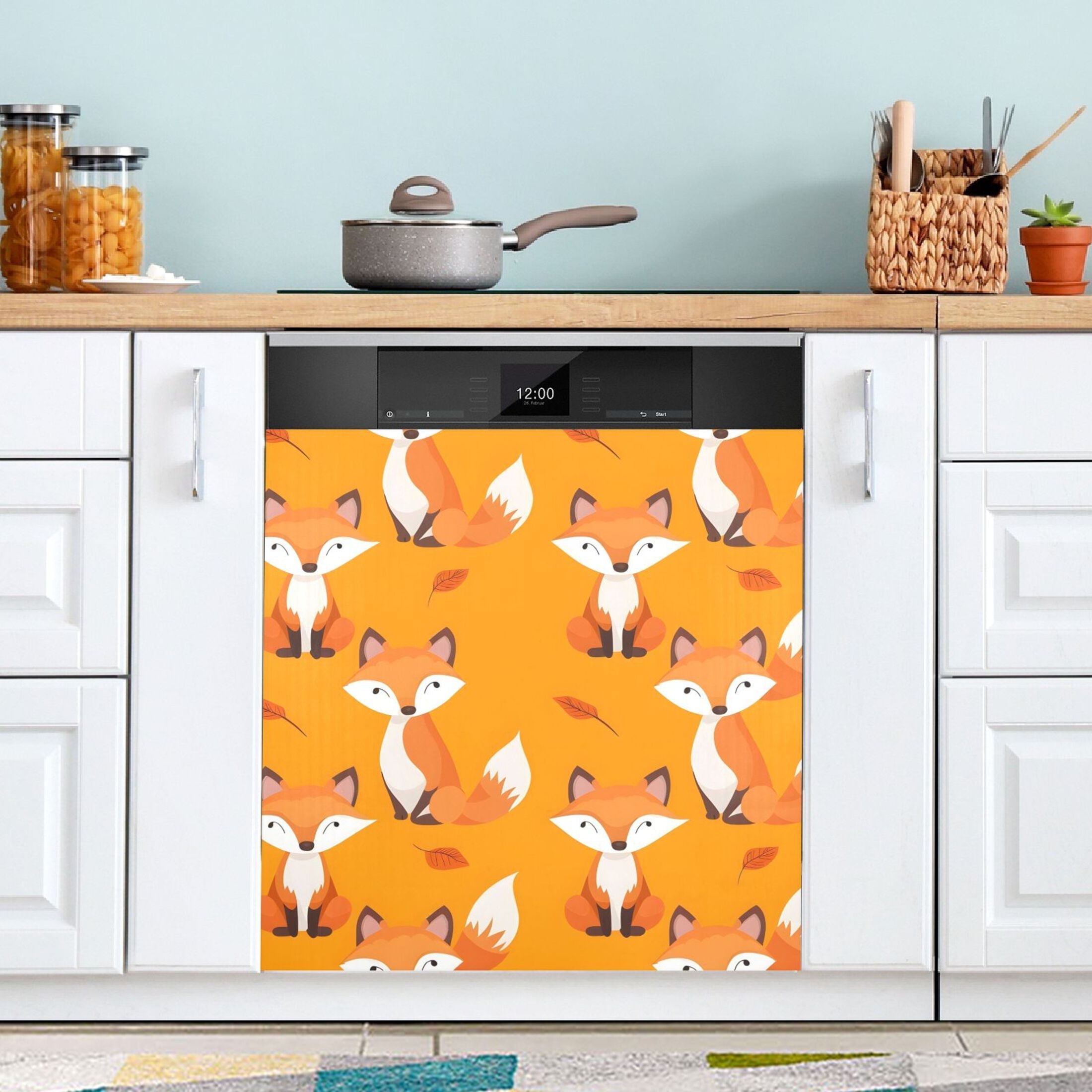 Cute Fox Dishwasher Magnet Cover Magnetic Fridge Door Cover Home ...