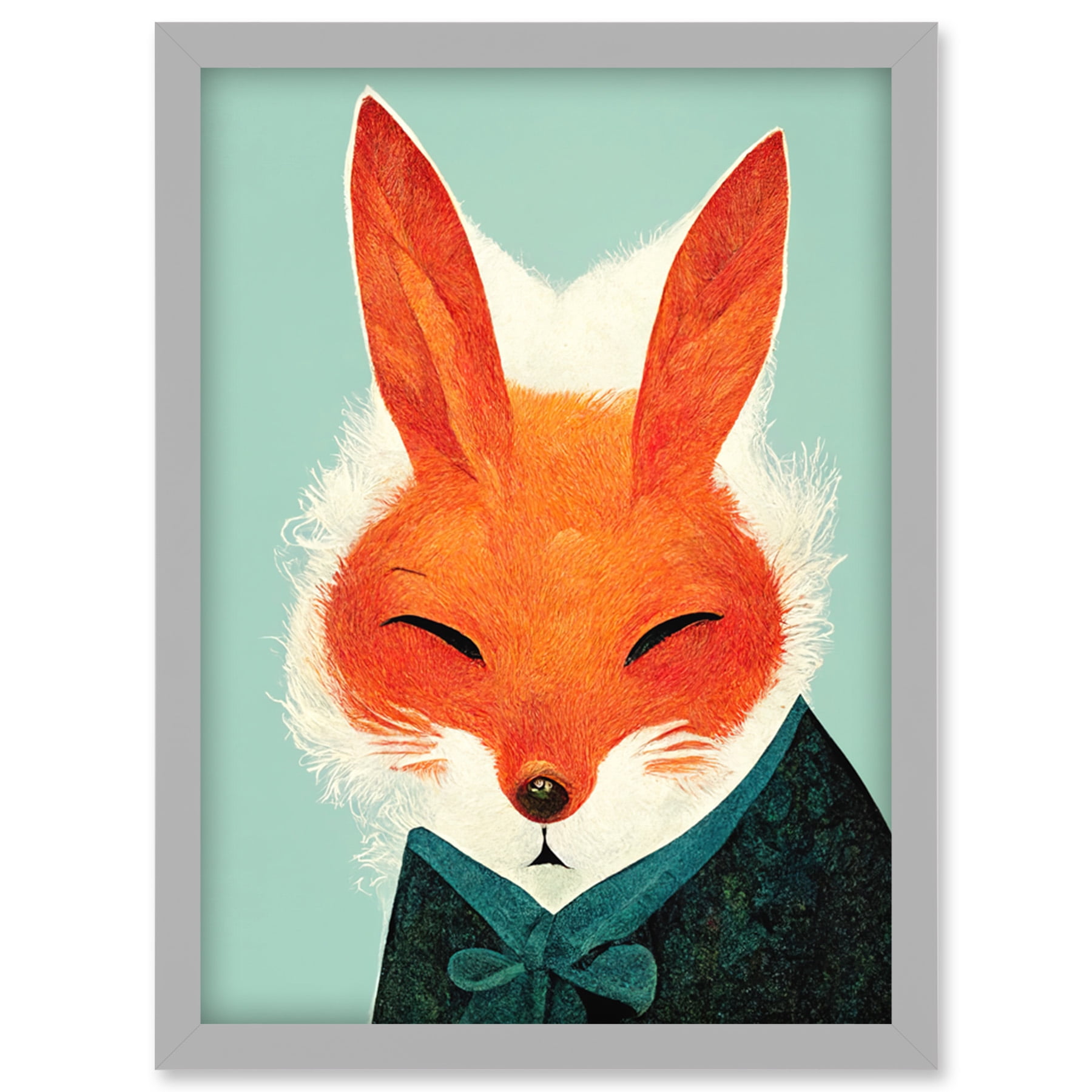 Cute Fox In A Jacket Illustration Portrait Artwork Framed Wall Art ...