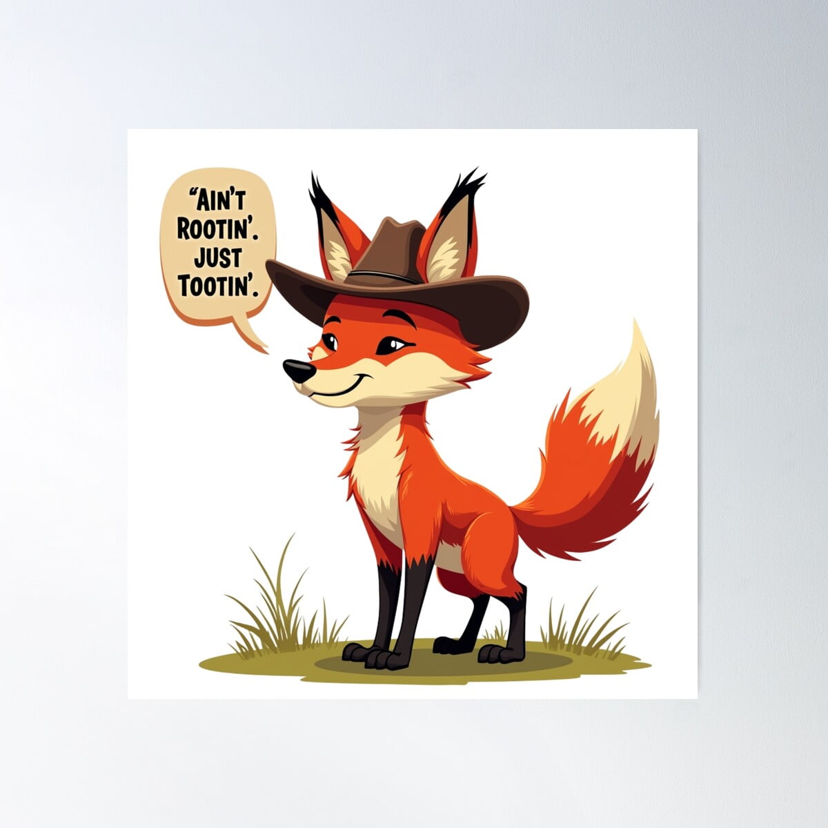 Cute Fox In Cowboy Hat With Funny Saying Poster Wall Art, Modern Wall ...