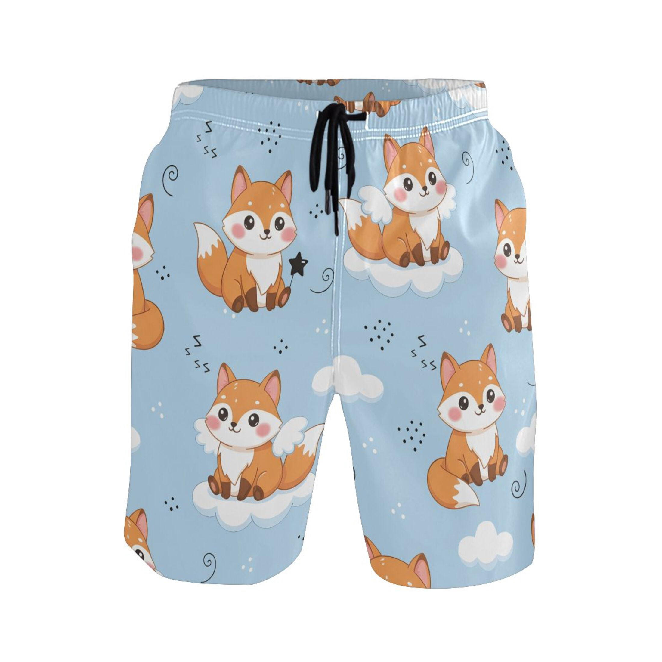 Cute Fox Pattern Mens Swim Trunks Quick Dry Board Shorts Breathable Fit ...