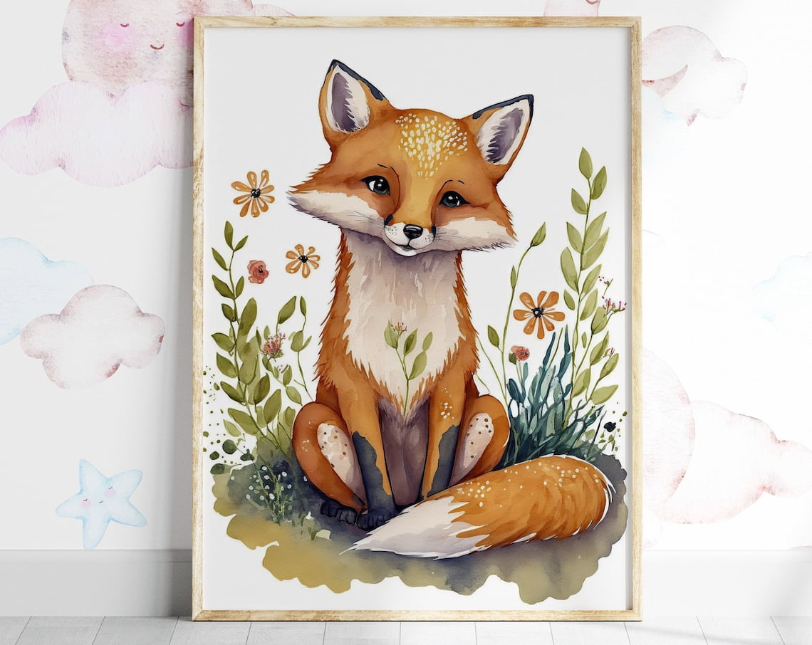 Cute Fox Print. Physical Art Print. Free Worldwide Shipping. Generative ...
