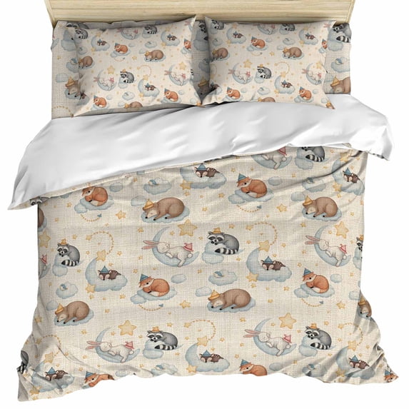 Cute Fox Set of 4 Bedding Quilt Covers, Funny Animals Rustic Star Bunny ...
