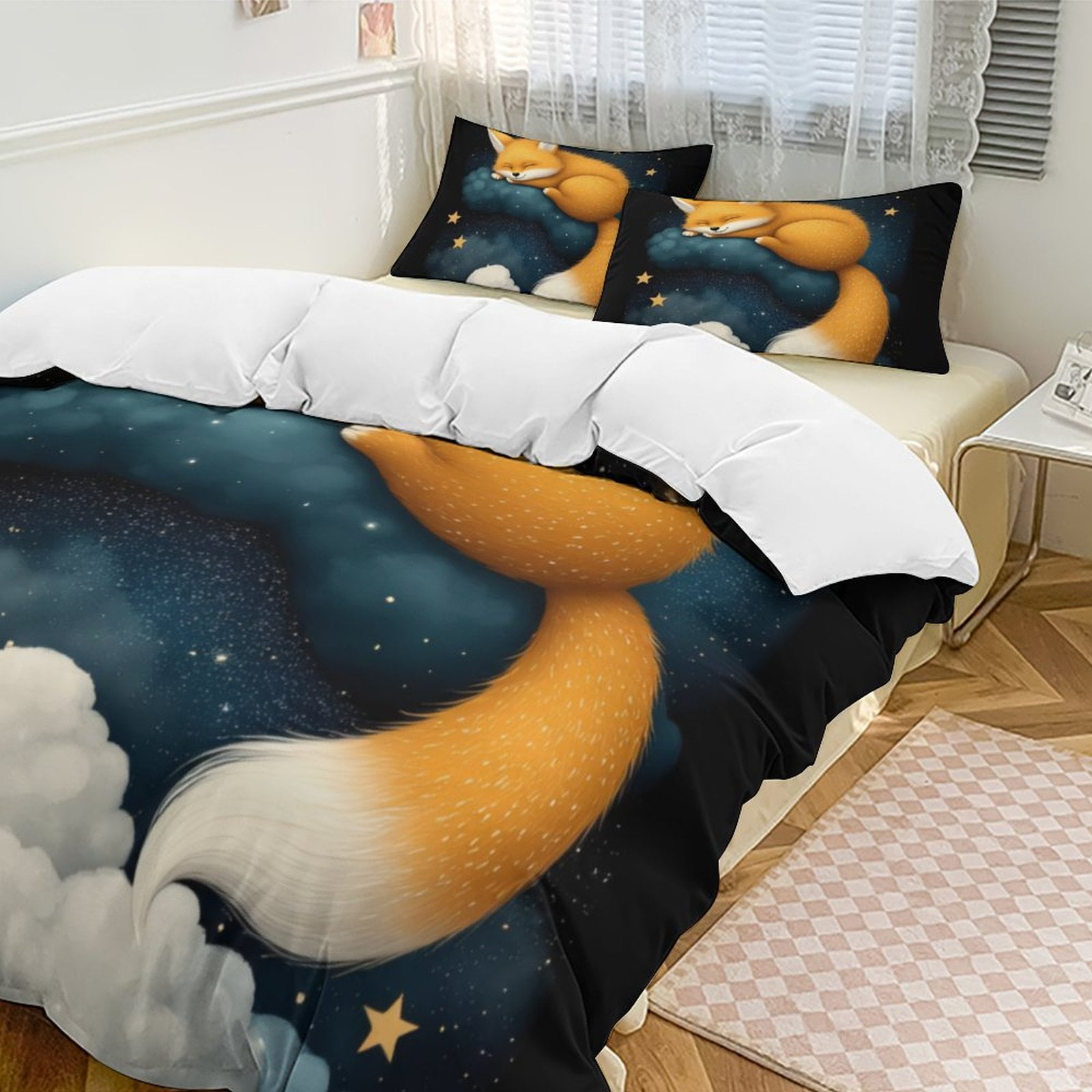 Cute Fox Sleeping on Clouds 3D Duvet Cover Set Quilt Cover Theme of Kid ...