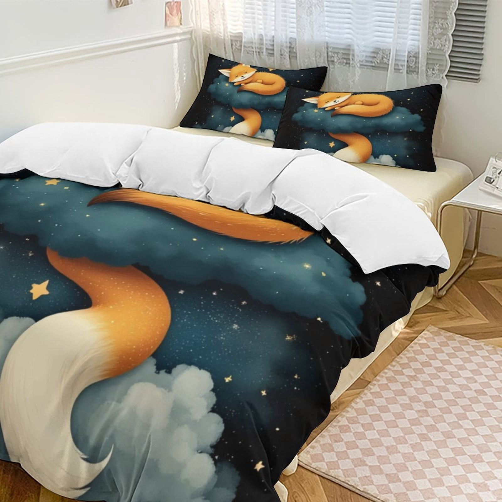 Cute Fox Sleeping on Clouds 3D Duvet Cover Set Quilt Cover Theme of Kid ...