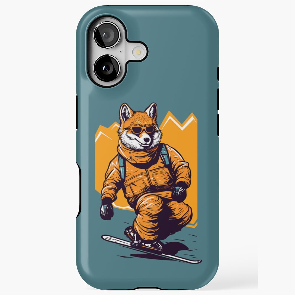Cute Fox Snowboarding Winter Sports Fun Animal Phone Case with iPhone ...