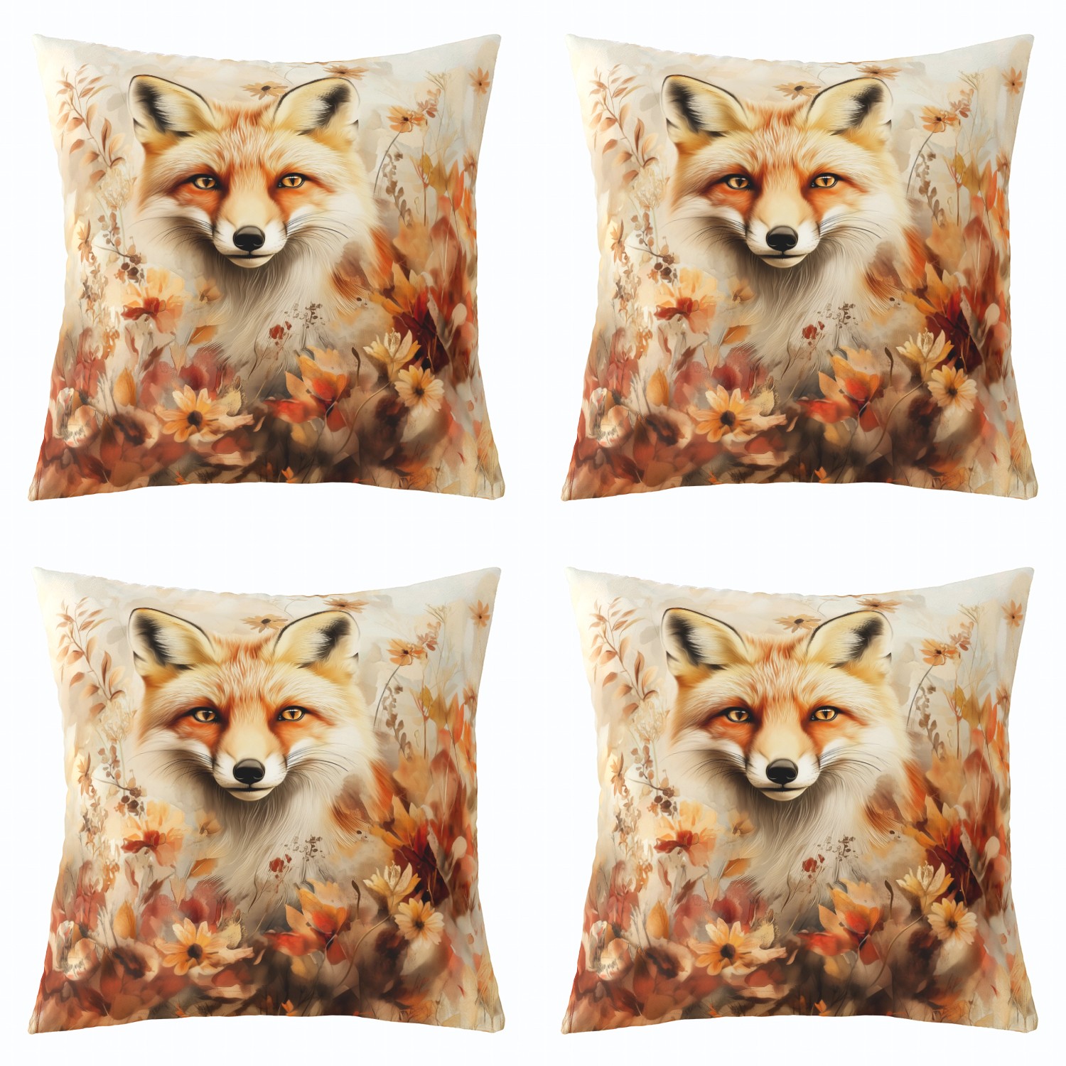 Cute Fox Throw Pillow Cover,Cartoon Animal Theme Double Sides Print ...