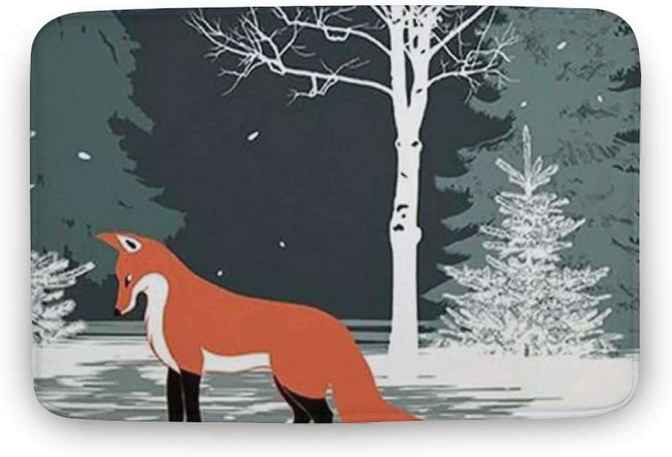 Cute Fox Winter Cover Doormat Decor Door Mat Indoor Outdoor Soft Non ...