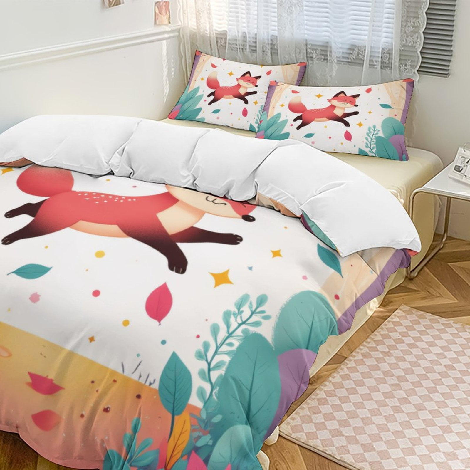 Cute Fox in Autumn Forest 3D Duvet Cover Set Quilt Cover Theme of Kid ...