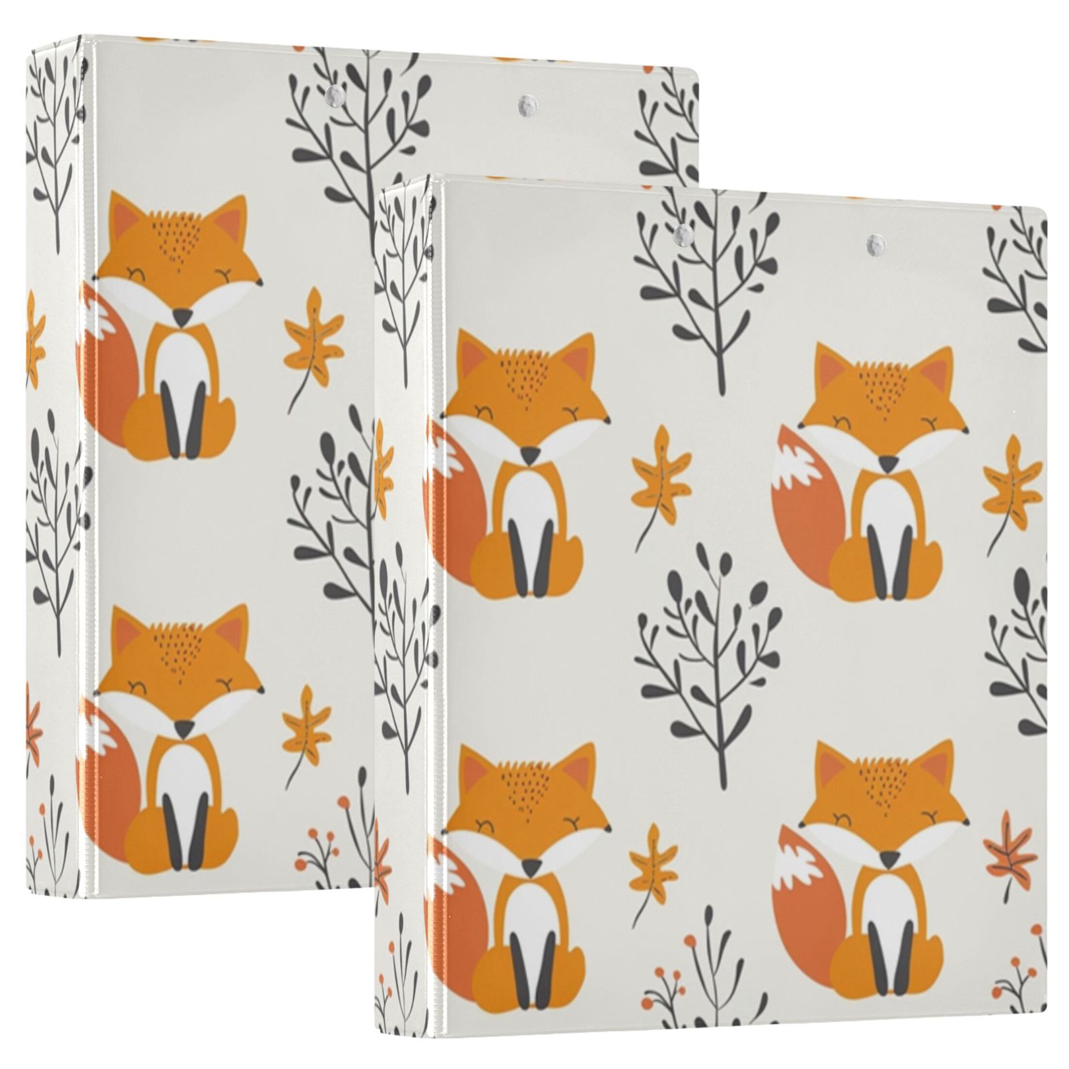 Cute Fox with Fall Plant 3 Ring Hardcover Binders 1.5" Round Rings for ...