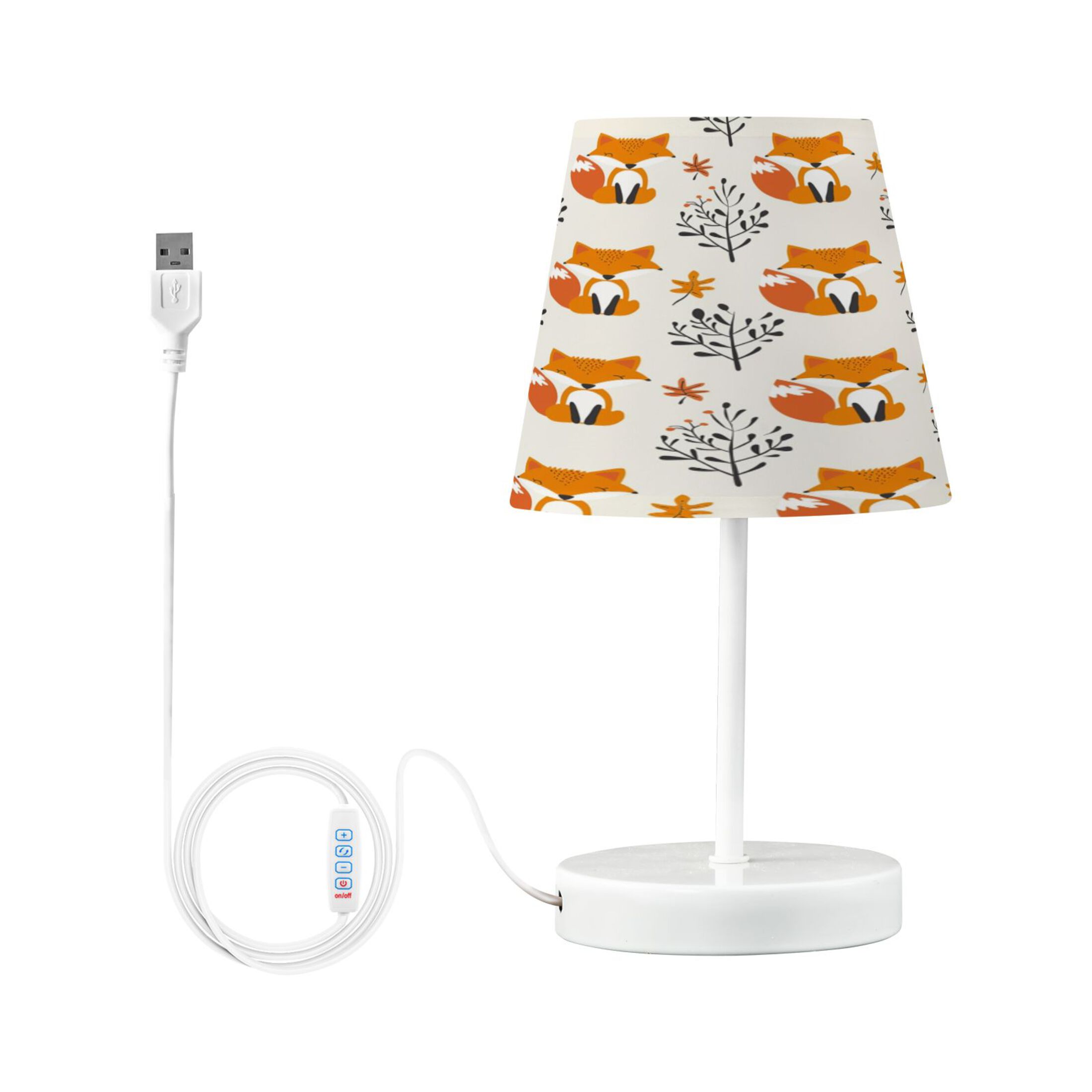 Cute Fox with Fall Plant Desk Lamp LED Table Nightstand Lamps with 3 ...
