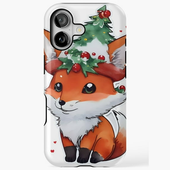 Cute Fox with Red Holiday Hat Phone Case with iPhone 17 to 11 Pro Max ...