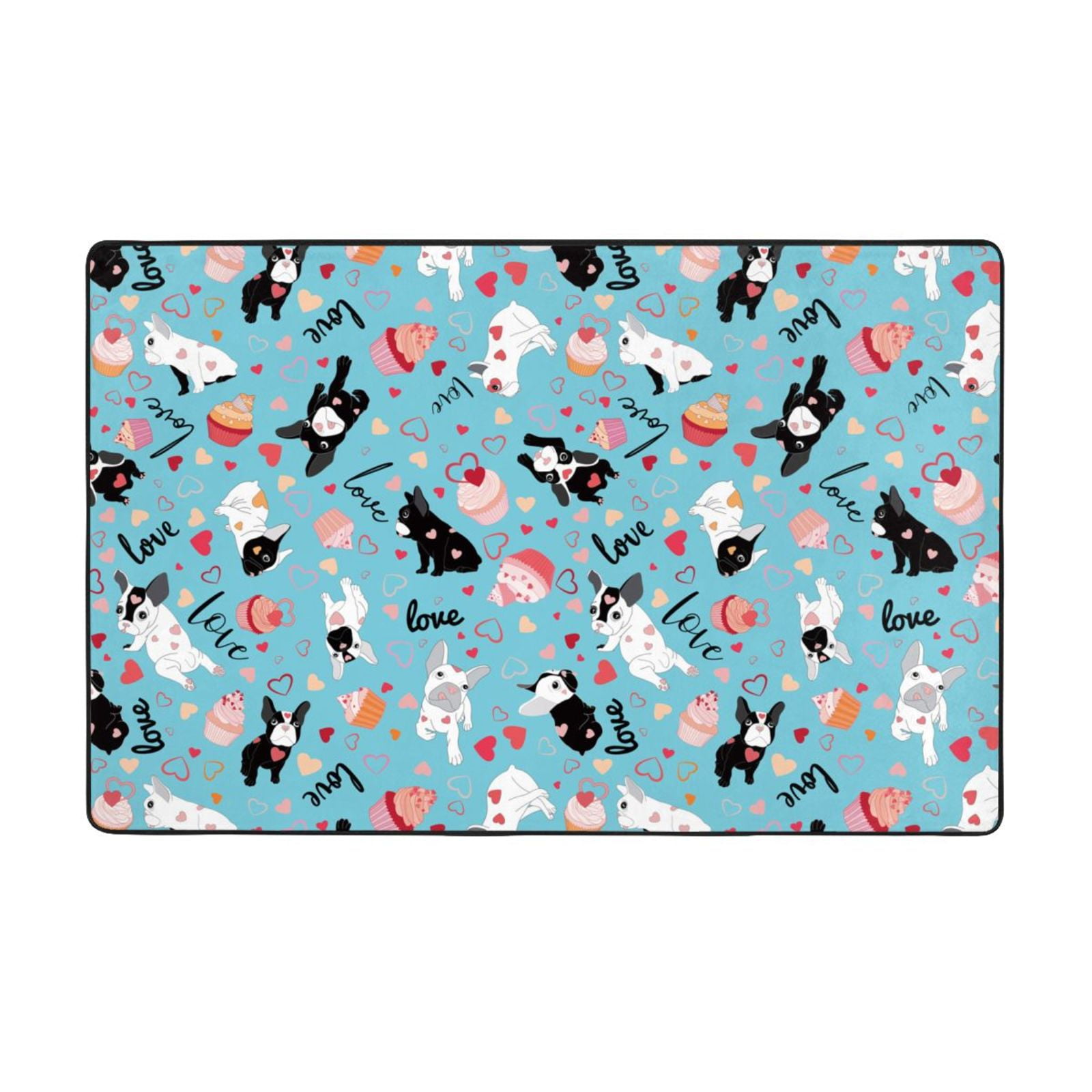 Cute French Bulldog Cake Love Shaggy Area Rug, Rugs for Living Room ...