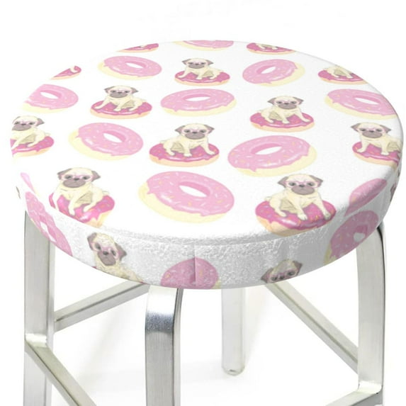 Cute French Bulldog Donut Bar Stool Covers - Stretch Round Seat Covers ...