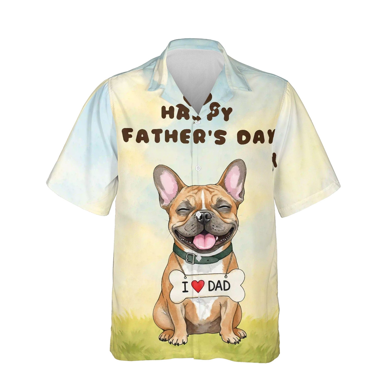Cute French Bulldog Loves Dad Happy Father's Day Hawaiian Shirt ...