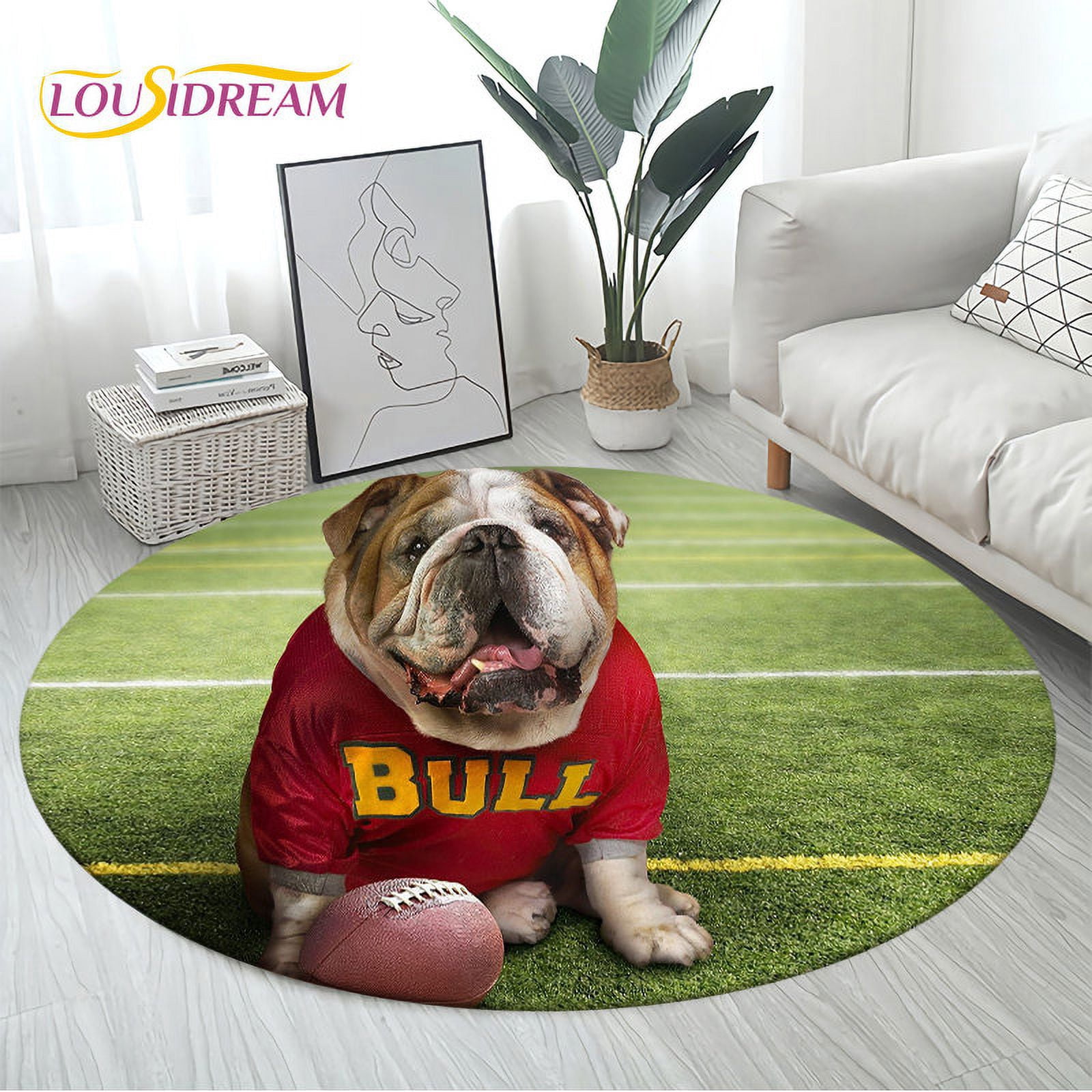 Cute French Pit Bull Dog Pet Pup Round Area Rug Carpet for Living Room ...