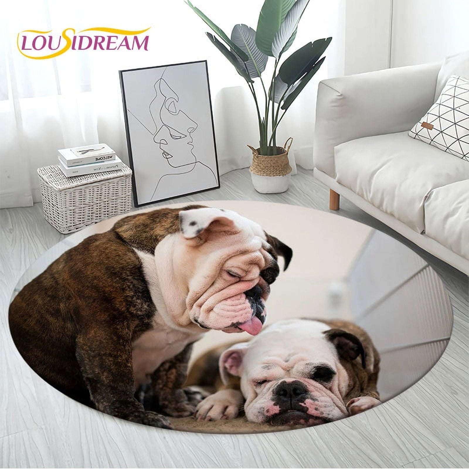 Cute French Pit Bull Dog Pet Pup Round Area Rug Carpet for Living Room ...