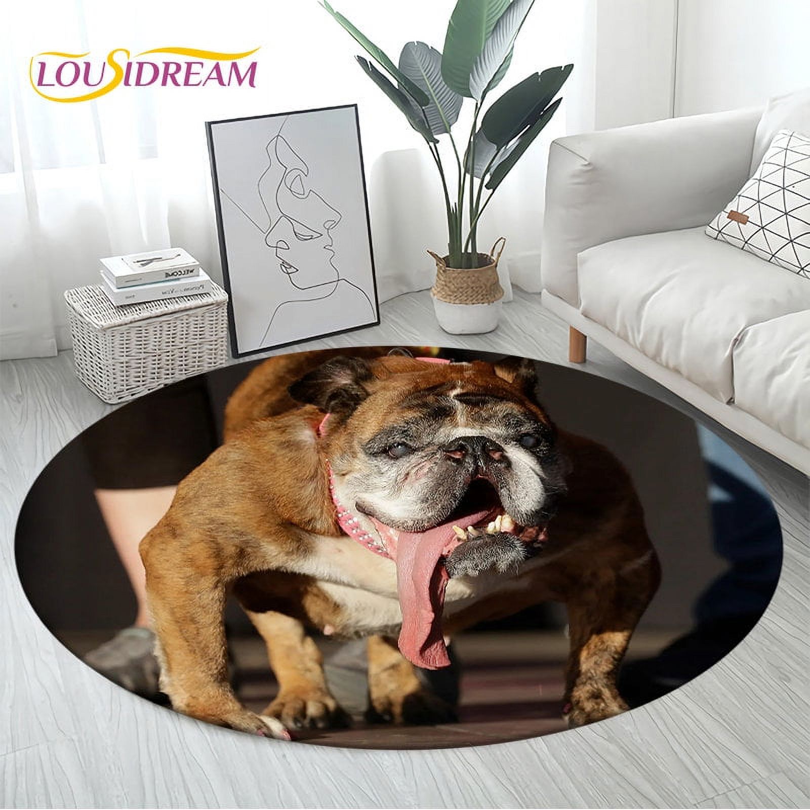 Cute French Pit Bull Dog Pet Pup Round Area Rug Carpet for Living Room ...