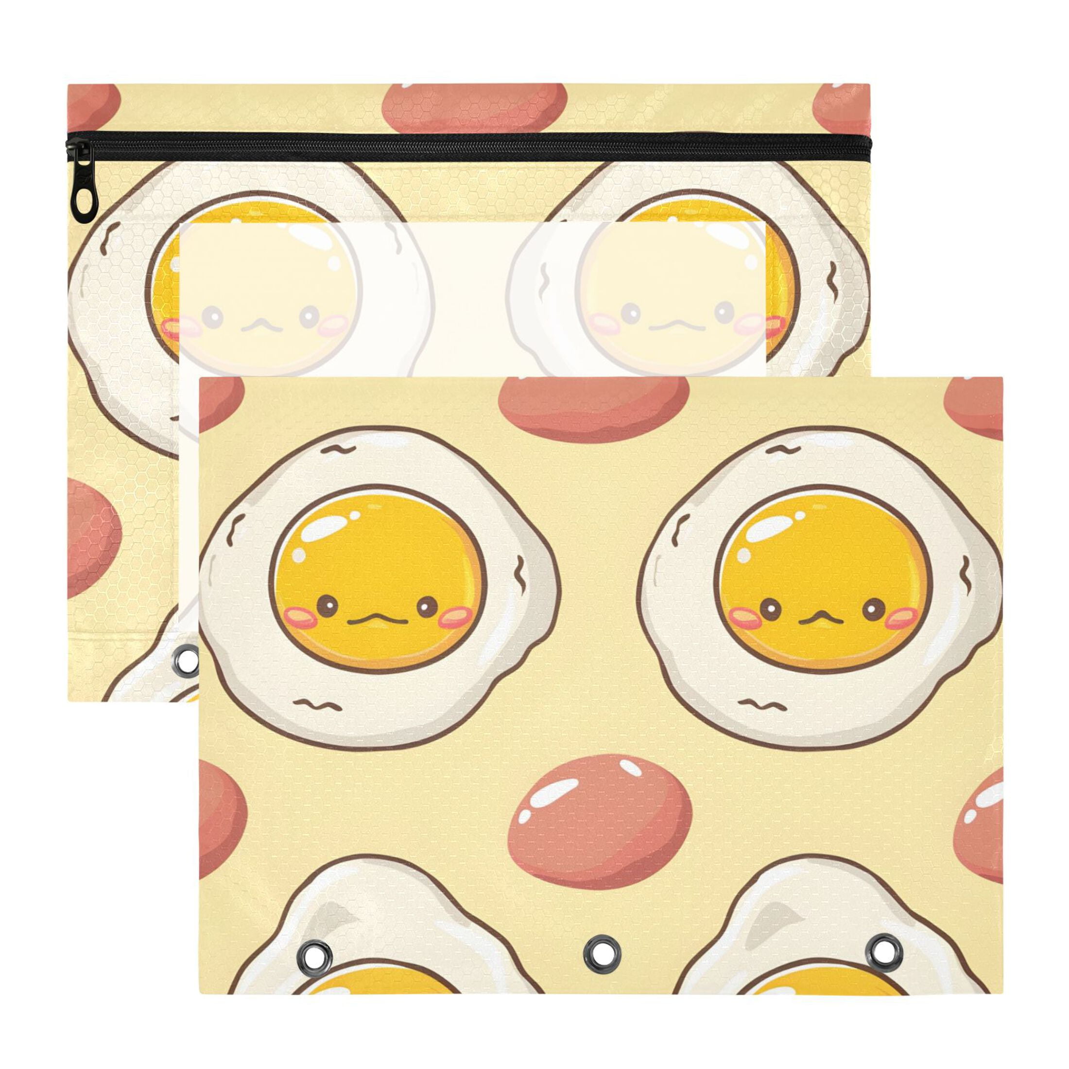 Cute Fried Egg Faces 3-Ring Binder Pouches A4 Size Zipper Pocket File Storage 2 Packs - Walmart.com