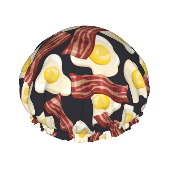 Cute Fried Egg Meat Shower Cap for Women, Double Waterproof Layers ...