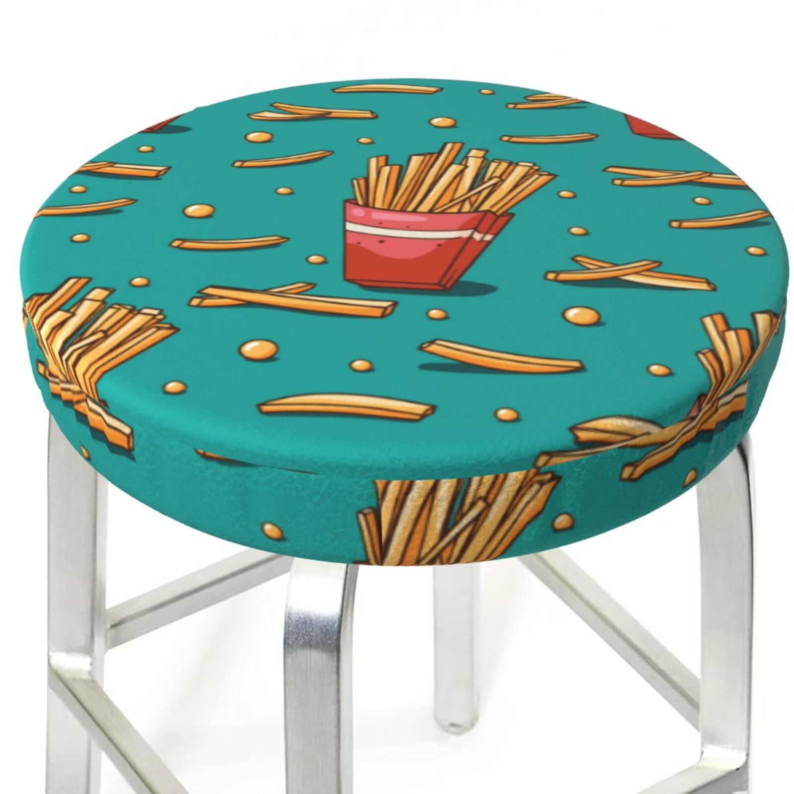 Cute Fries Round Bar Stool Covers, Soft Velvet Bar Stool Seat Covers ...