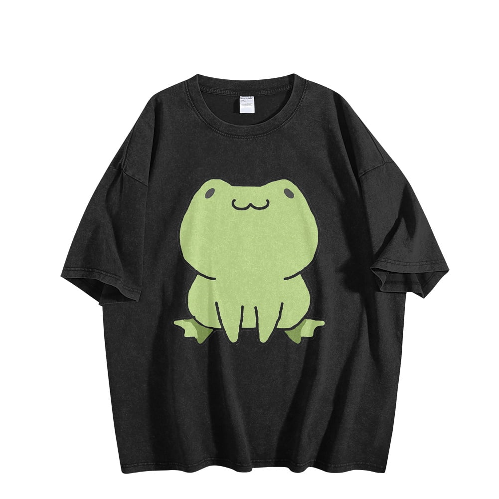 Cute Frog 100% Cotton Washed Snowflake T-Shirt, Men Women Soft Pre ...