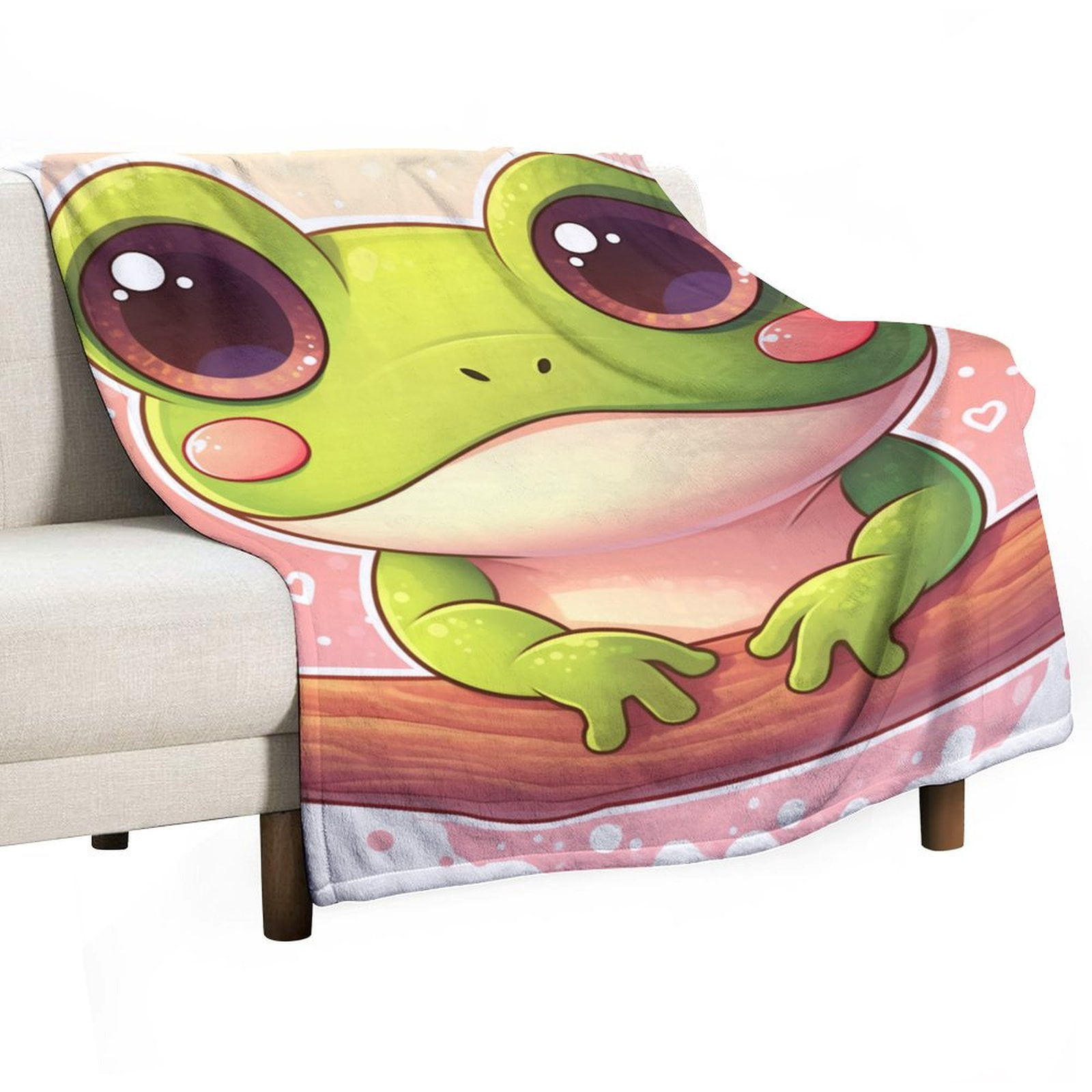 Cute Frog Cartoon Art Soft Print Blanket Throw Blankets Warm Cozy ...