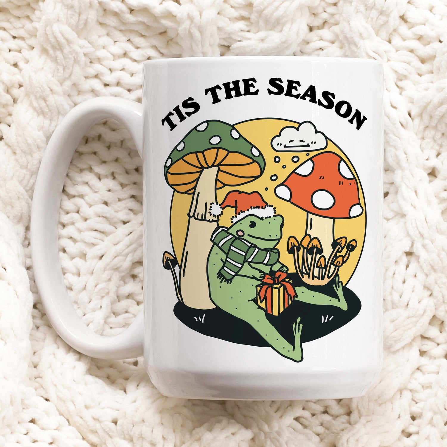 Cute Frog Christmas Mug, Festive Tis the Season Christmas Cup, Hot ...