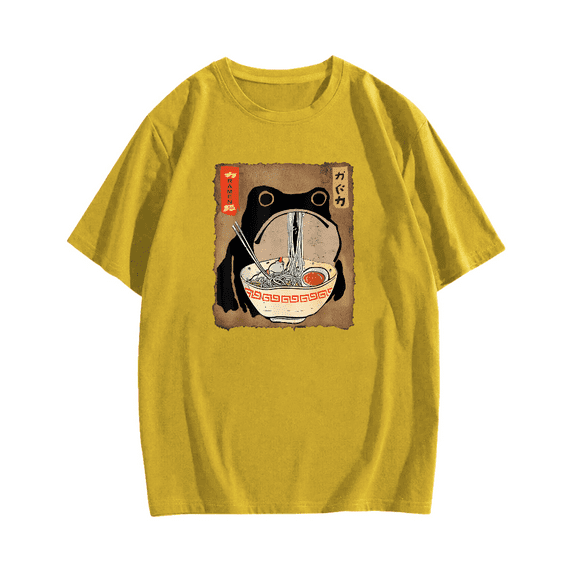Cute Frog Eats Lamian Noodles Cotton casual T-shirt - Walmart.com
