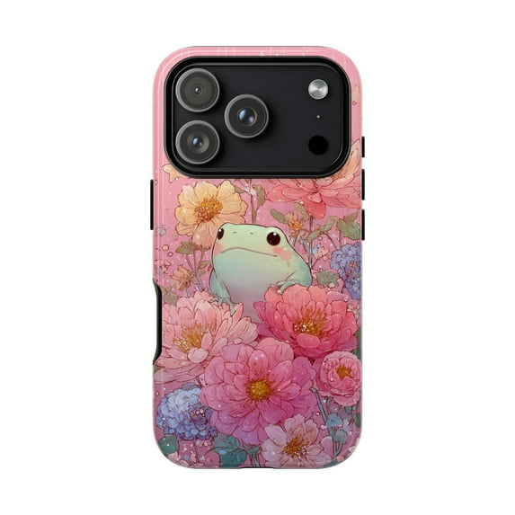 Cute Frog Flowers Anime Style Adorable Spring Scene Phone Case with ...