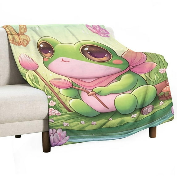 Cute Frog Garden Throw Blanket for Women, Men - Super Soft Plush ...