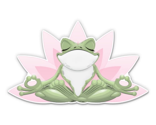 Cute Frog Meditating Yoga Om Zen - 3" Vinyl Sticker - For Car Laptop ...