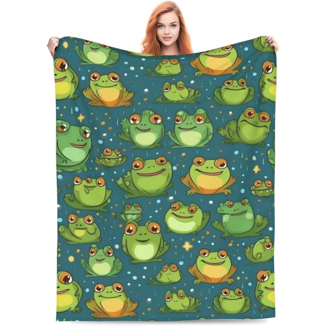 Cute Frog Mushroom Blanket Soft Throw Blankets Flannel Blanket for Bed ...