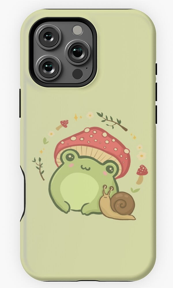 Cute Frog Mushroom Snail Cottagecore Phone Case for iPhone 16 15 14 13 ...