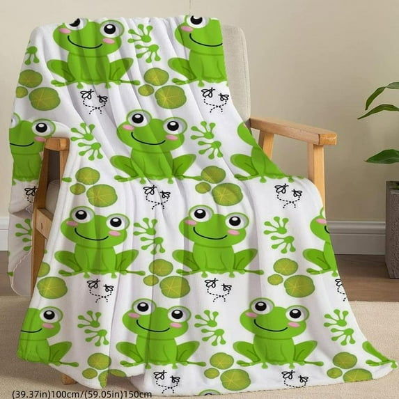 Cute Frog Pattern Blanket, Soft Comfortable Double Sided Throw Blanket ...