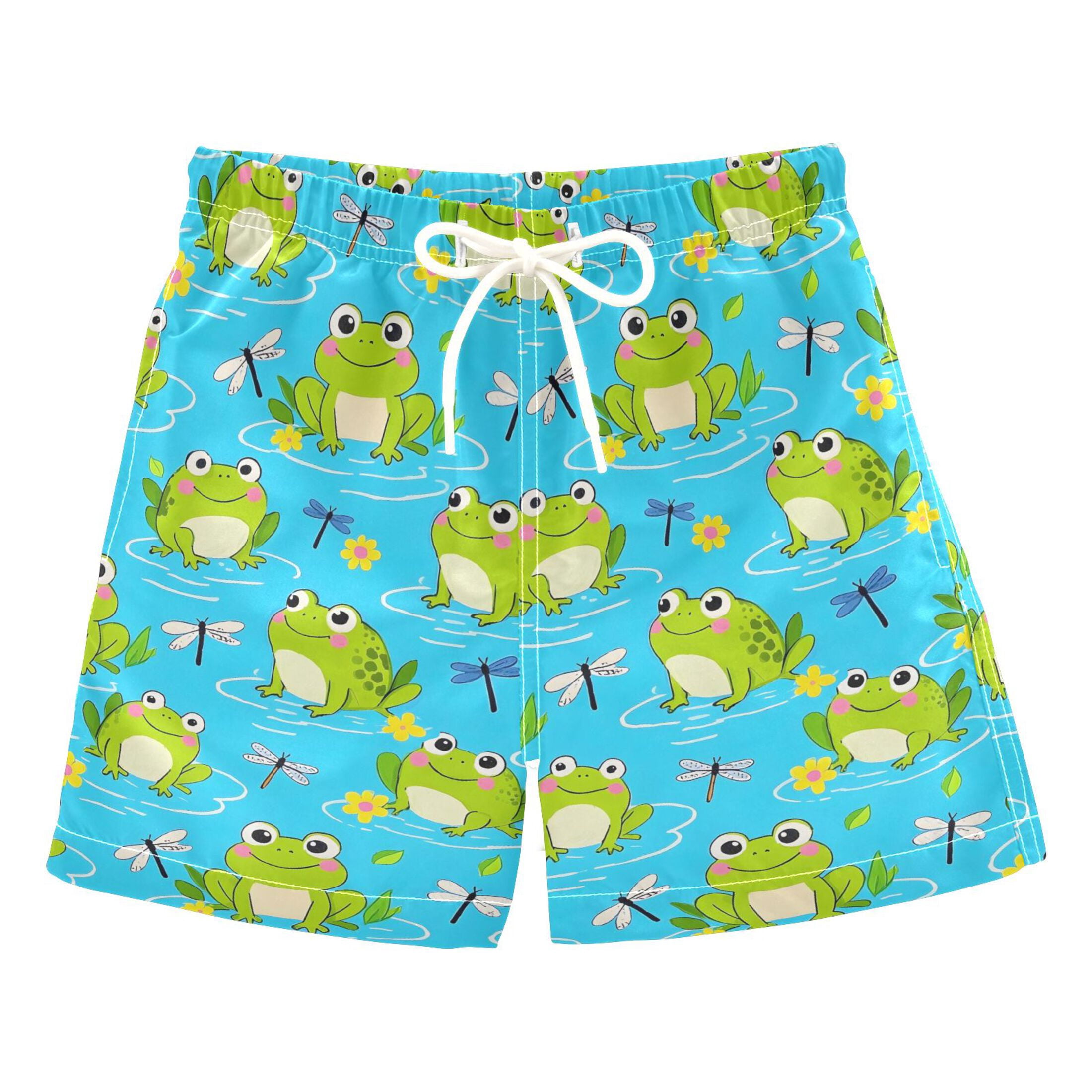 Cute Frog Pattern Swim Trunks Quick Dry Beach Pool Board Shorts ...