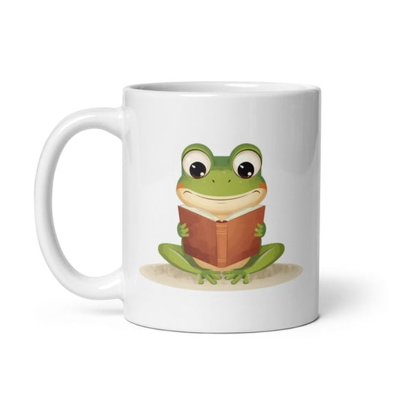Cute Frog Reading B1Ook Mug, KawaI1I Frog Mug, Cozy CottagE1core Mug ...