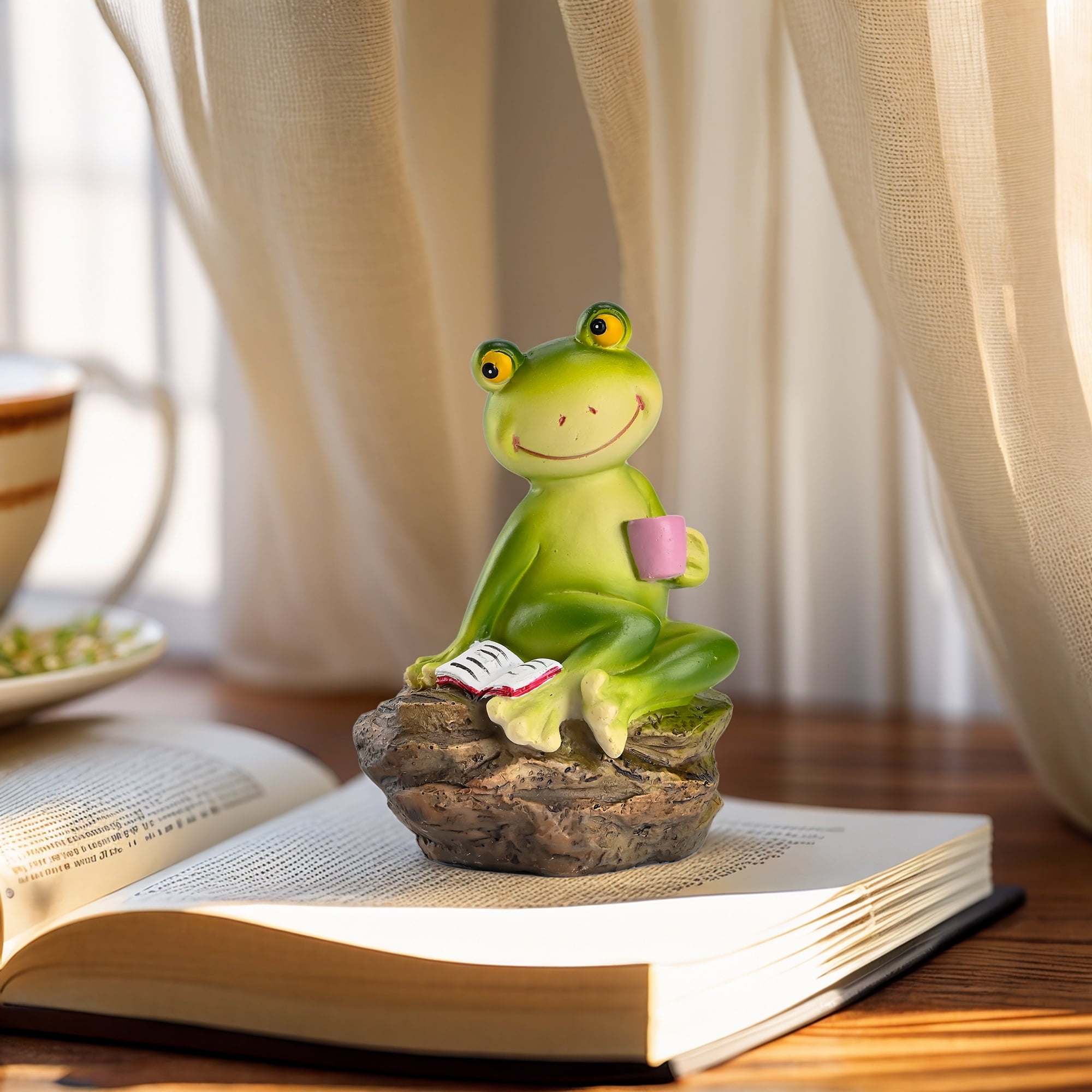 Cute Frog Tea Break Resin Decoration -Anthropomorphic Adorable Desktop ...